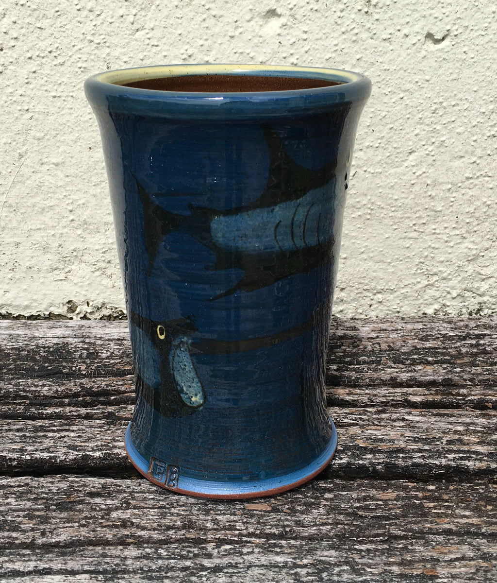 Dark Blue Vase with Basking Shark – Tyrii Pottery