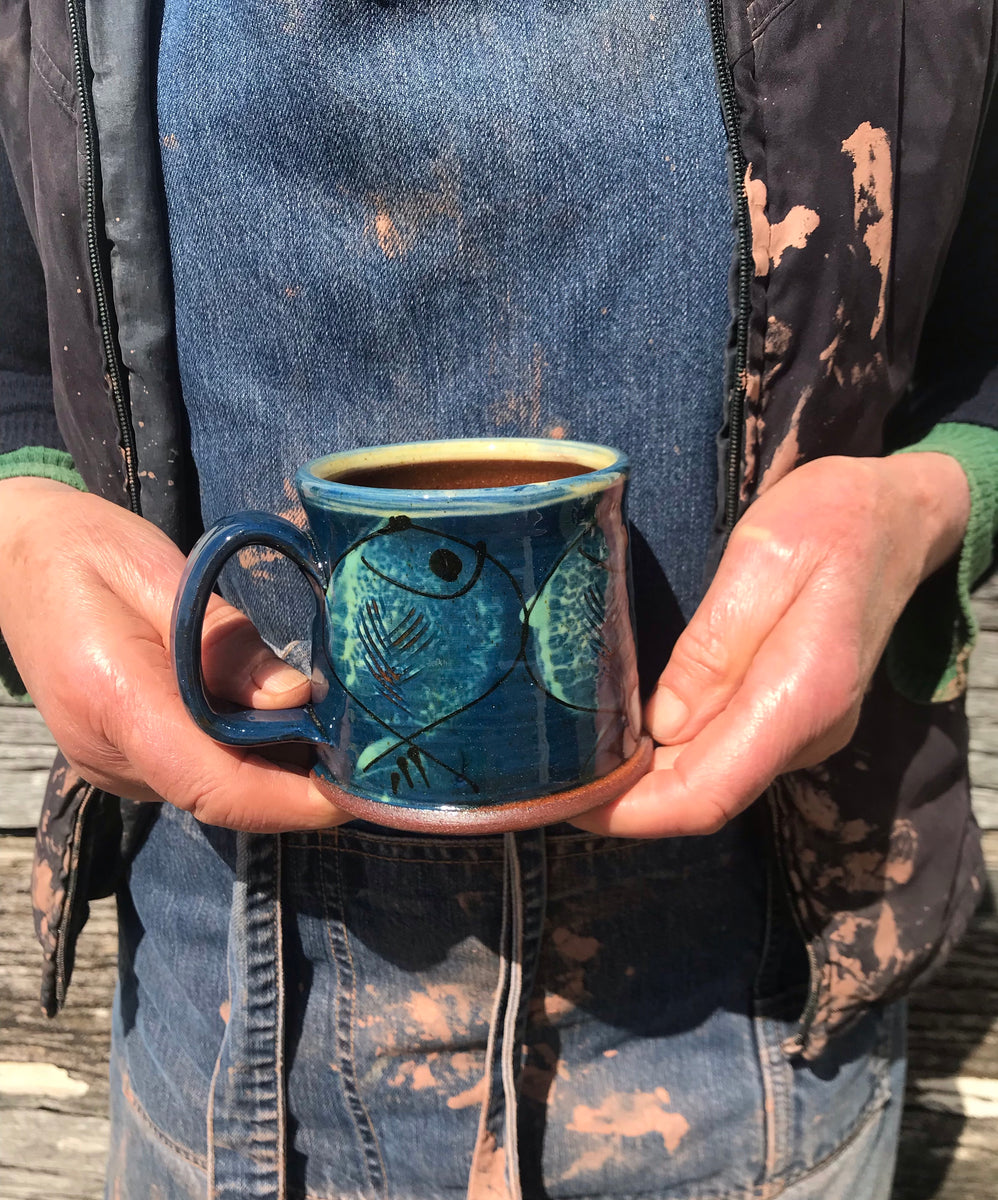 Dark Blue Fat Fish Mug – Tyrii Pottery